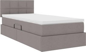 Postel s úložným prostorem a matrací Taupe 90 x 190 cm Samet 3370479