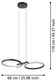 Eglo 901267 - LED Lustr na lanku SERPINS LED/21W/230V 3000K černá