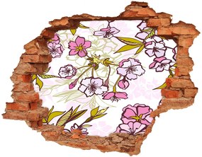 Wallmuralia Nálepka 3D díra na zeď Květy višně 90x70 cm