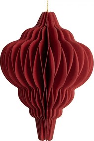 Papírová červená skládací vánoční ozdoba baňka - Ø 7*10 cm