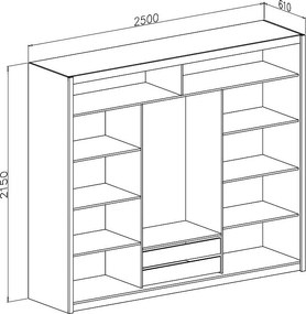 Casarredo - Komfort nábytek Šatní skříň STEFANO/TURYN 250,  dub craft/grafit