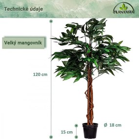 PLANTASIA 81745 Umělý strom mangovník, 120 cm