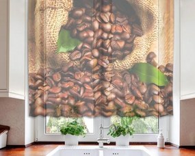 DIMEX | Hotové záclony - kusová fotozáclona Kávová zrna VO-140-025 | zelená, béžová, hnědá | 140 x 120 cm
