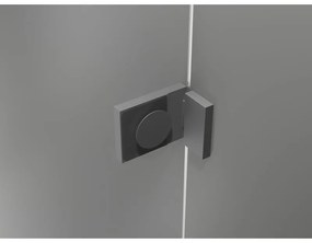 Mexen Lunar, L pětiúhelníkový sprchový kout naklápěcí doleva 80 x 80 cm, 8mm čiré sklo, grafitový profil, 831L-080L-080P-95-00-L