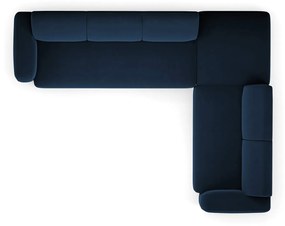 Rohová pohovka gerett pravá 315 cm samet tmavě modrá MUZZA
