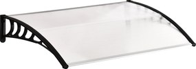 Stříška nad vchodové dveře Outsunny 90 x 150 cm z polykarbonátu, sklonová oblouková stříška s UV ochranou, ochrana proti slunci a dešti pro venkovní p