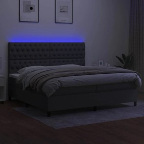 Box spring postel s matrací a LED tmavě šedá 200x200 cm textil 3135142