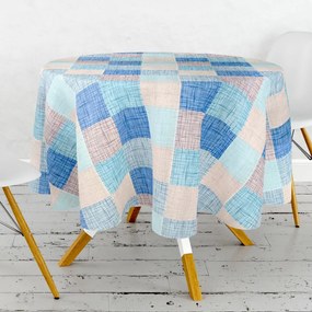 Ubrus PVC kulatý DC-0555E – Modrošedá kostka (různé velikosti)