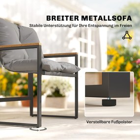 Outsunny 3dílný bistro set pro 2 osoby — kovový rám, polstrovaná křesla a odkládací stolík, zahradní nábytek na balkon, terasu nebo trávník