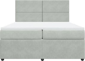 Box spring postel s matrací světle šedá 200x200 cm samet 3292424