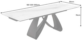 Roztahovací keramický stůl Bayarmaa 180-220-260 cm bílý