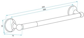Rea Retro, koupelnový 1-ramenný věšák na ručník 60cm 332870, zlatá matná, REA-06921