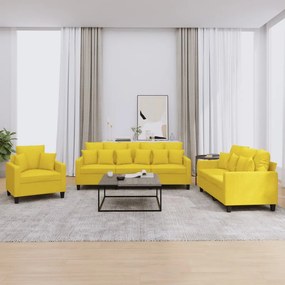 3dílná sedací souprava s polštáři světle žlutá textil 3201637