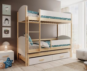 ADRK Furniture Třílůžková dětská postel Leia 200x90 s matrací