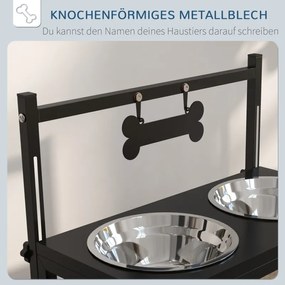 PawHut Miska na krmení pro psy výškově nastavitelná do 39 cm, černá D08-057V00BK