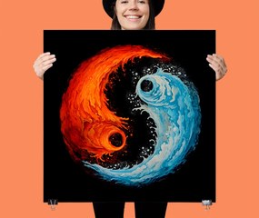 Plakát - Yin Yang Oheň Voda FeelHappy.cz Velikost plakátu: 100 x 100 cm