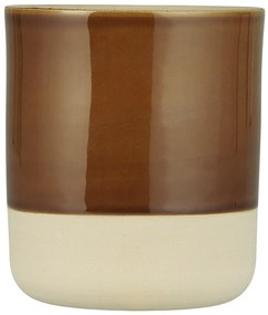 IB LAURSEN Keramický obal na květináč Brown/Beige Edge 16 cm, hnědá barva, keramika