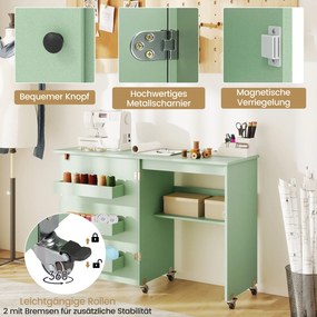 Costway Skládací šicí stůl Rolling Craft Station s – 118,5 × 40 × 79,5 cm