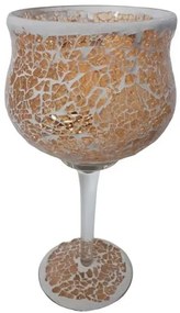 Champagne skleněný svícen na noze Mosaik - Ø 11*25 cm
