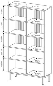LANG c | vysoká vitrína + LED osvětlení | 100 cm | černá/dub evoke