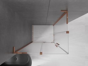 Mexen Velar L Duo, sprchový kout s posuvnými dveřmi 100 x 90 cm, 8mm sklo námraza, růžové zlato, 871-100-090-02-33-60
