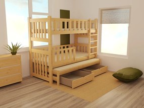 Patrová postel s výsuvnou přistýlkou PPV 023 90 x 200 cm - přírodní