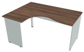 Stůl ergo pravý 160*120 cm - Hobis Gate GE 2005 P Dekor stolové desky: ořech, Dekor lamino podnože: šedá, Barva nohy: stříbrná