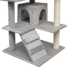 Škrabadlo pro kočky se sisalovými sloupky 125 cm šedá 170475