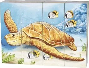 GOKI Dřevěné kostky Australská zvířátka / 12 kostek / od 3 let