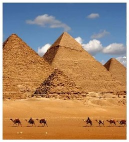 DIMEX | Vliesová fototapeta na zeď Egyptská pyramida MS-3-0051 | 225 x 250 cm | modrá, bílá, béžová