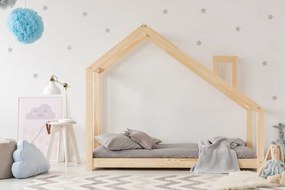 Domečková patrová dětská postel z masivního dřeva 90x200 cm v přírodní barvě Mila DMP Rozměr: 100x200 cm