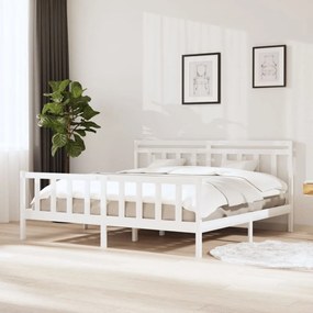 Rám postele bílý masivní dřevo 200 x 200 cm,  3100979