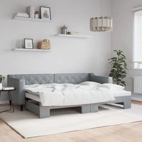Válenda s přistýlkou světle šedá 80 x 200 cm textil 3197421