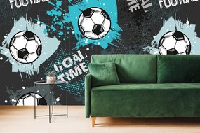 Samolepící tapeta fotbalový míč v tyrkysovém - 150x100 cm