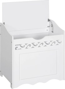 HOMCOM Dřevěný Koupelnový Skříňka, Úložná Skříň pro Ložnici, Obývací Pokoj, 55L x 34Š x 58V cm, Bílá | Aosom