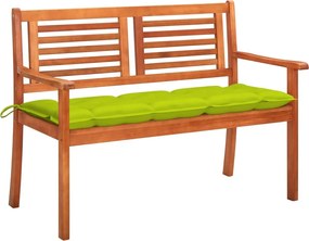vidaXL 2místná zahradní lavice s poduškou 120 cm masivní eukalyptus [3060991] Barva: Jasně zelená