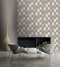 Geometrická vliesová tapeta na zeď, béžová, šedá, AF24550, Affinity, Decoprint