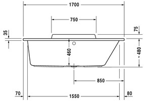 Duravit DuraStyle - vana, 170x70 cm, pravá 700295000000000