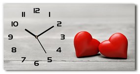Wallmuralia Skleněné hodiny na stěnu Srdce na dřevě 60x30 cm