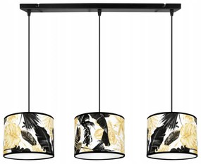 Závěsné svítidlo Gold Flowers, 3x bílé textilní stínítko s květinovým vzorem, (výběr ze 2 barev konstrukce)
