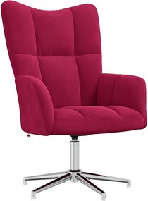 Relaxační křeslo vínové samet 328122