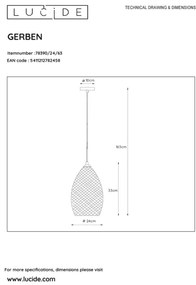 Lucide 78390/24/63 - Lustr na lanku GERBEN 1xE27/40W/230V