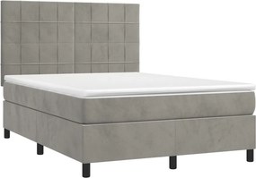 Box spring postel s matrací světle šedá 140x200 cm samet 3143025