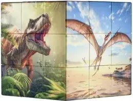 TEDDIES Hlavolam kostka 3x3 dinosaurus / Plast / Ve fólii / 6x6x6 cm /
