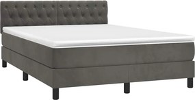 Box spring postel s matrací a LED tmavě šedá 140x200 cm samet 3134586