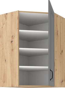STILO ad | horní skříňka 60x60 GN-90 1F (45°) rohová s policemi | VYSOKÁ | UNI dvířka | artisan/světle šedá