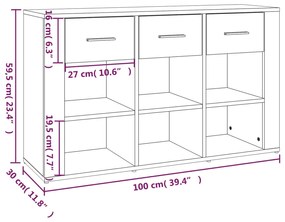 Příborník hnědý dub 100 x 30 x 59,5 cm kompozitní dřevo - Default Title