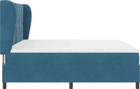 Postel s boxspringem s čelo Tmavě modrá 200 x 200 cm samet 3341004