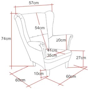 Dětské křeslo ušák VISBY JUNIOR - masiv, látka, tmavě šedá Kupžidle