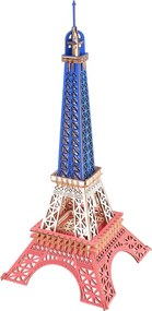 Dřevěné 3D puzzle Eiffelova věž v barvách Francie